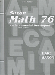 Saxon Math 7/6 - Test Forms (old) - Exodus Books